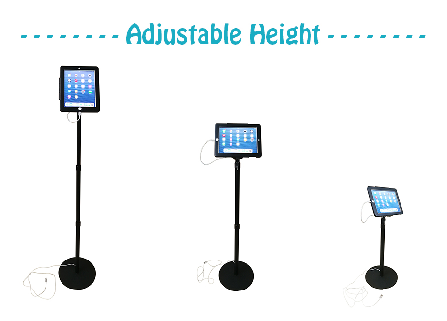 VB25007 Round Base Adjustable Neck Floor Stand Tablet Security Holder ...